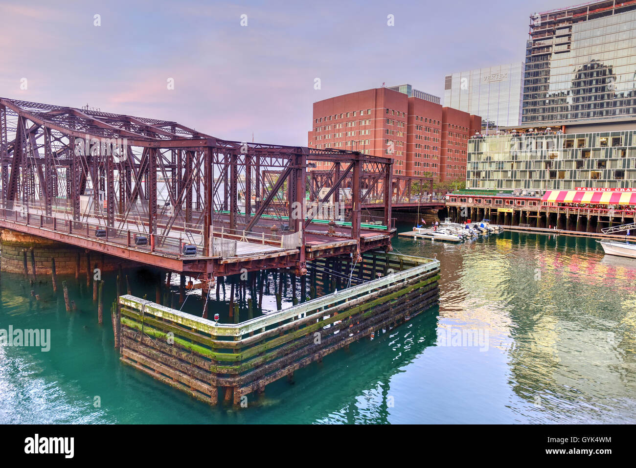 Boston Harbor in Massachusetts, USA with its mix of modern and historic ...