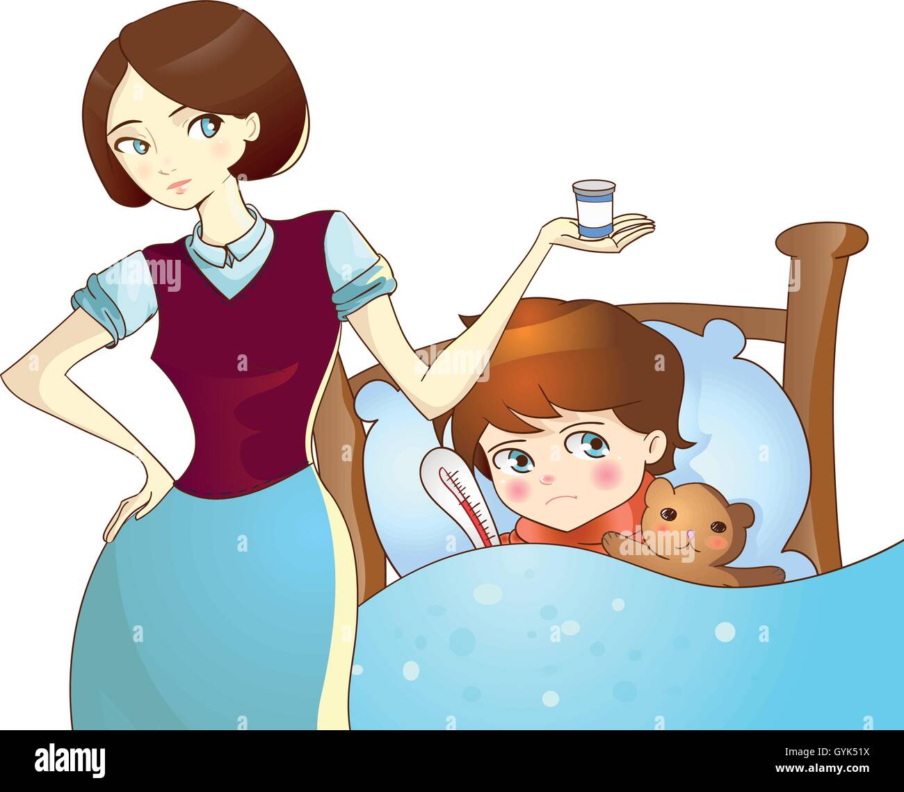 Sick person cartoon hi-res stock photography and images - Alamy
