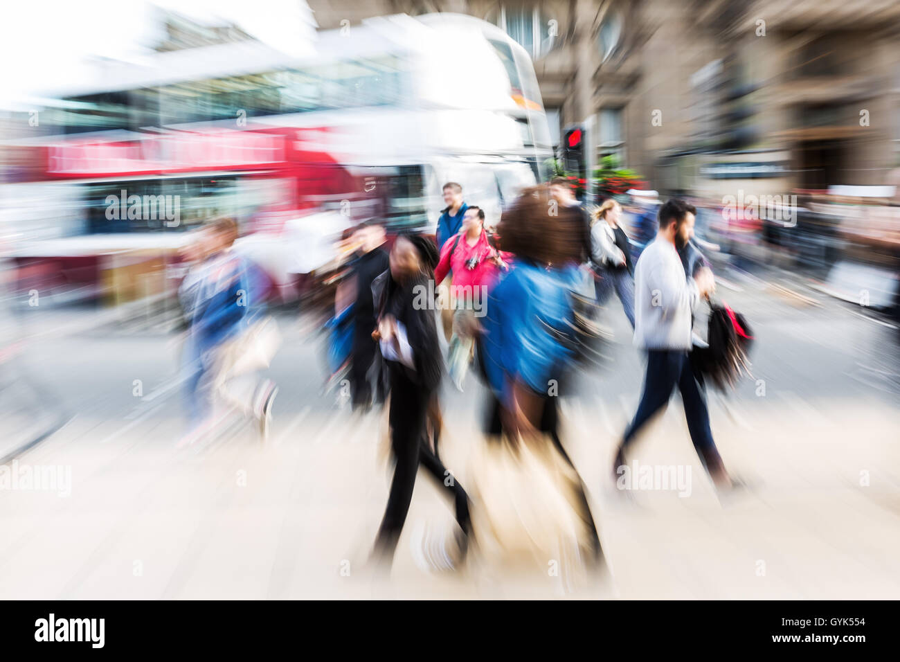 picture with creative zoom effect made by camera of a people crowd ...