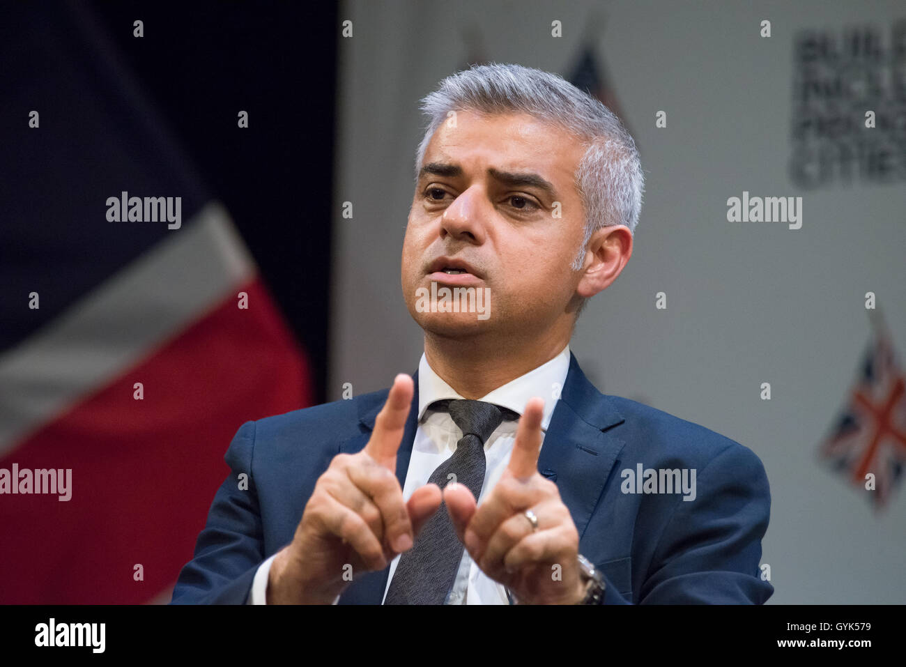 Queens, United States. 18th Sep, 2016. London Mayor Sadiq Kahn speaks ...