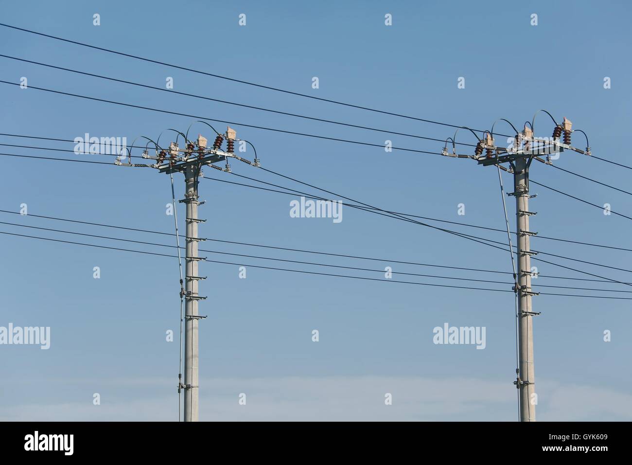 electric line columns Stock Photo - Alamy