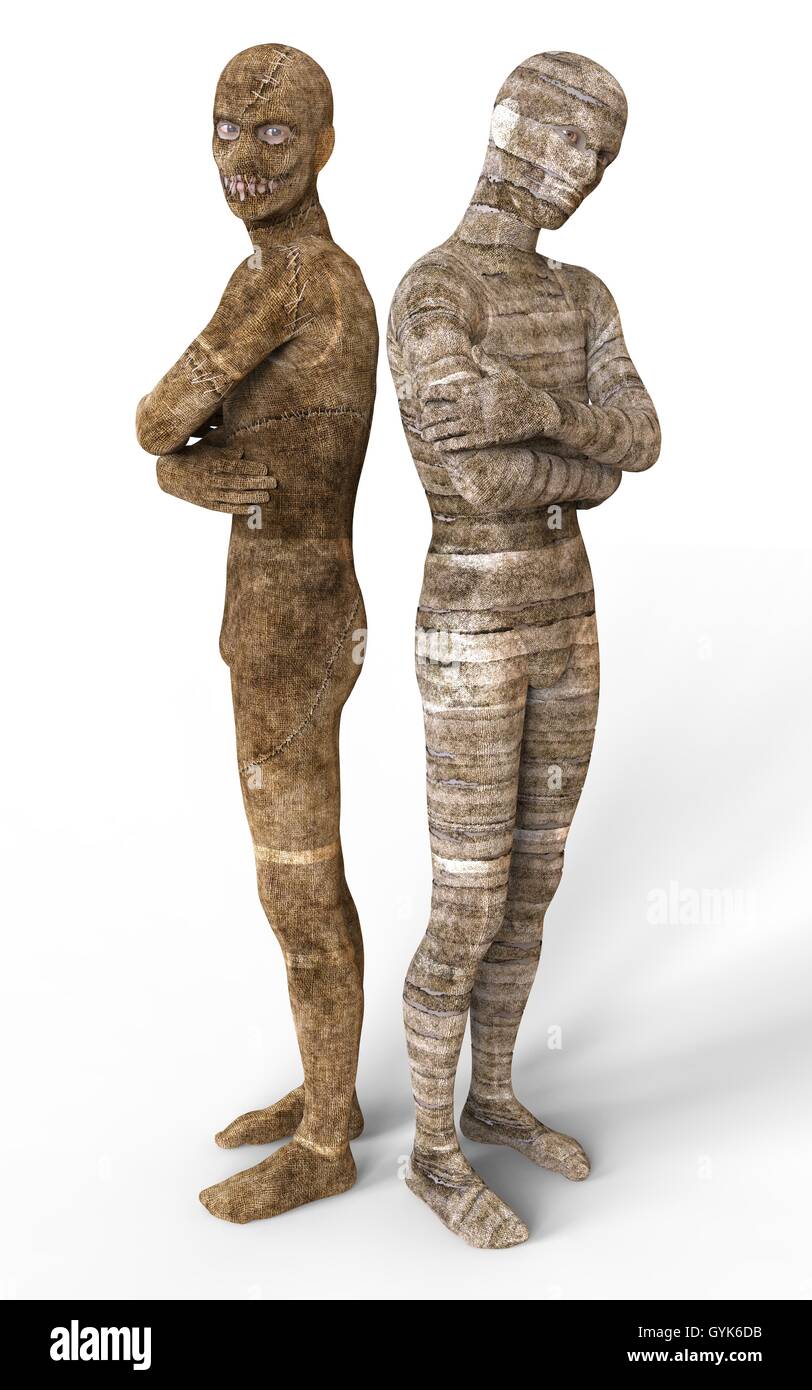 Mummies 3D Illustration Stock Photo - Alamy
