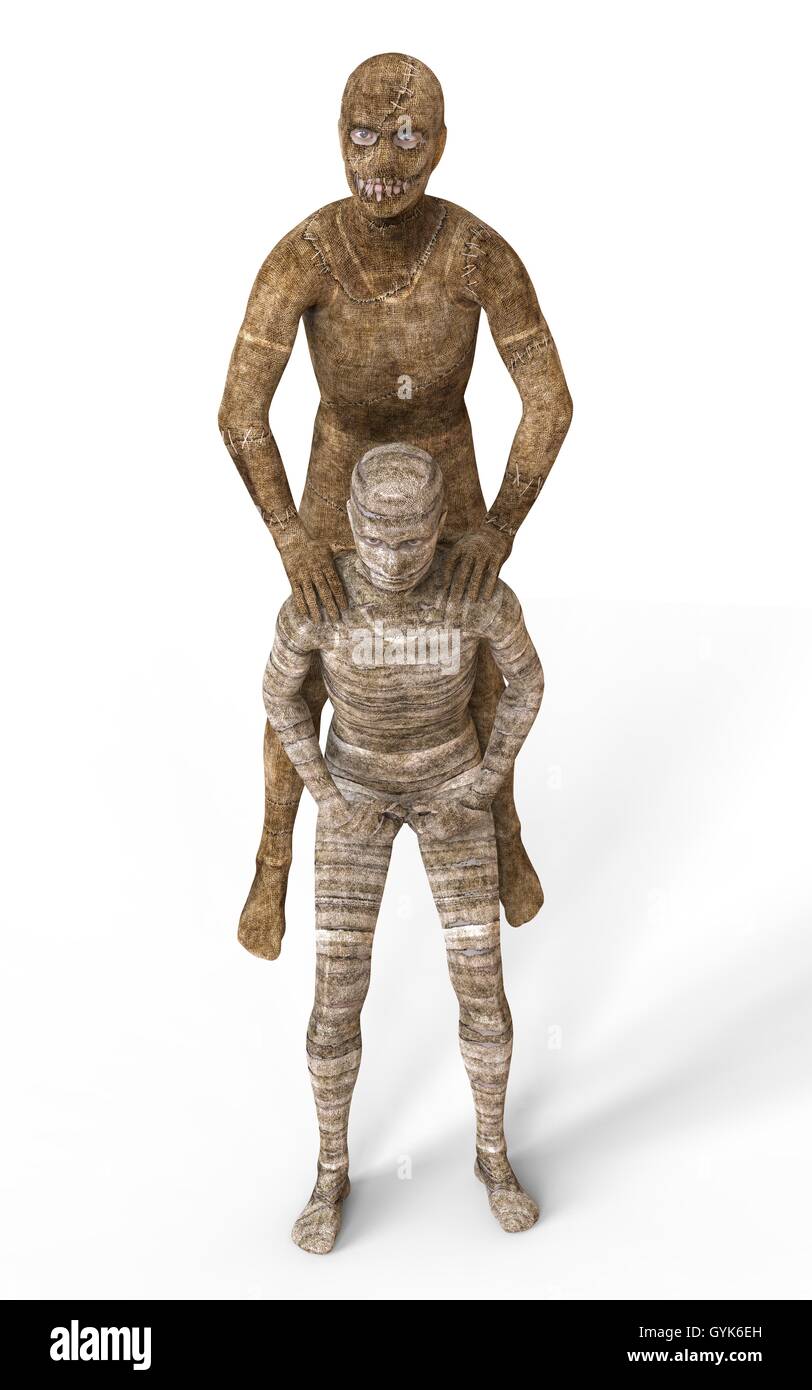 Mummies 3D Illustration Stock Photo - Alamy