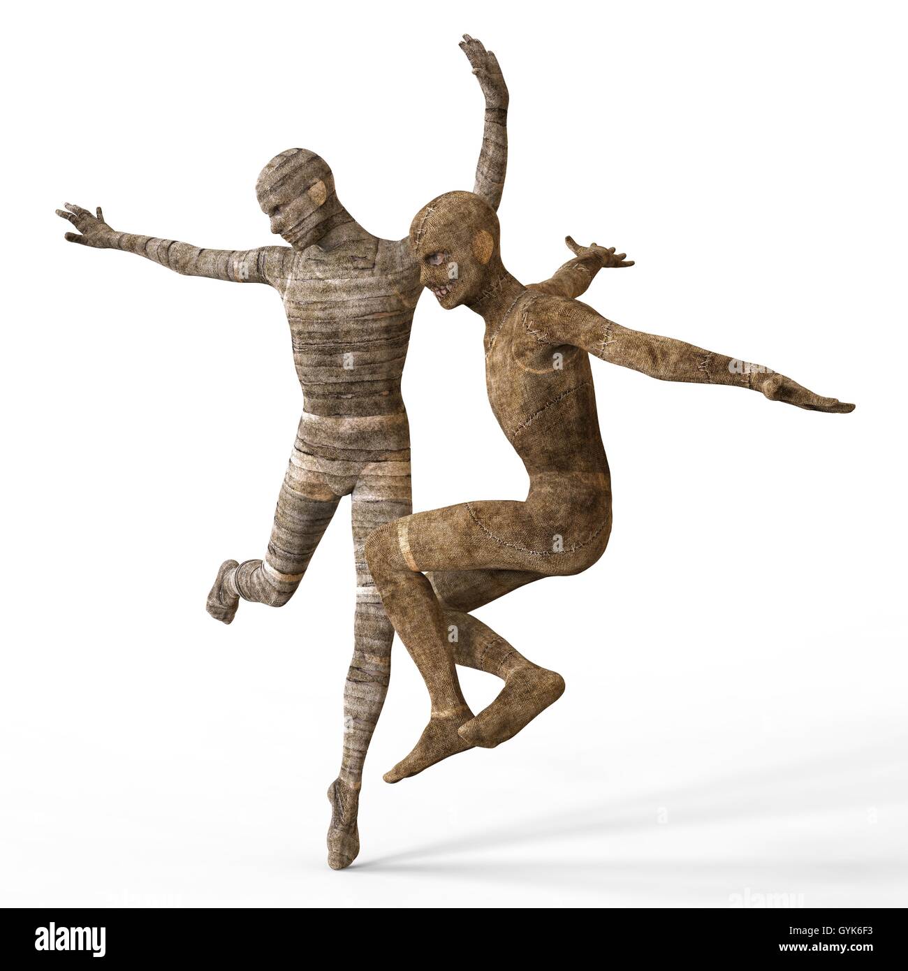 Mummies 3D Illustration Stock Photo - Alamy