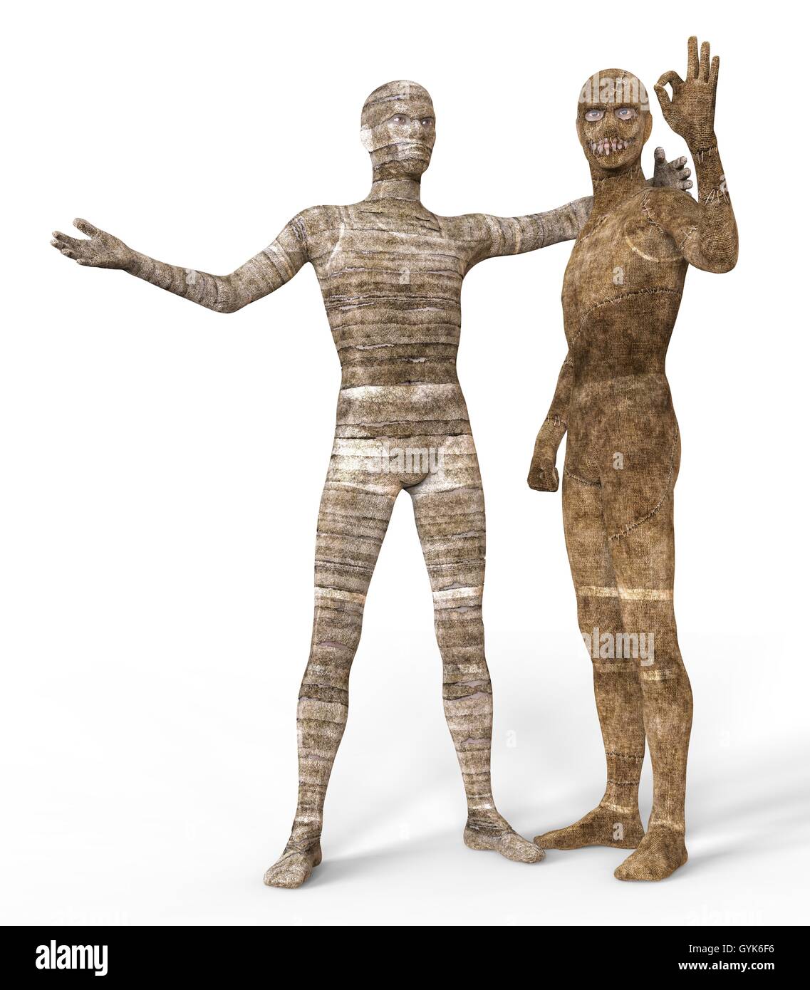 Mummies 3D Illustration Stock Photo - Alamy