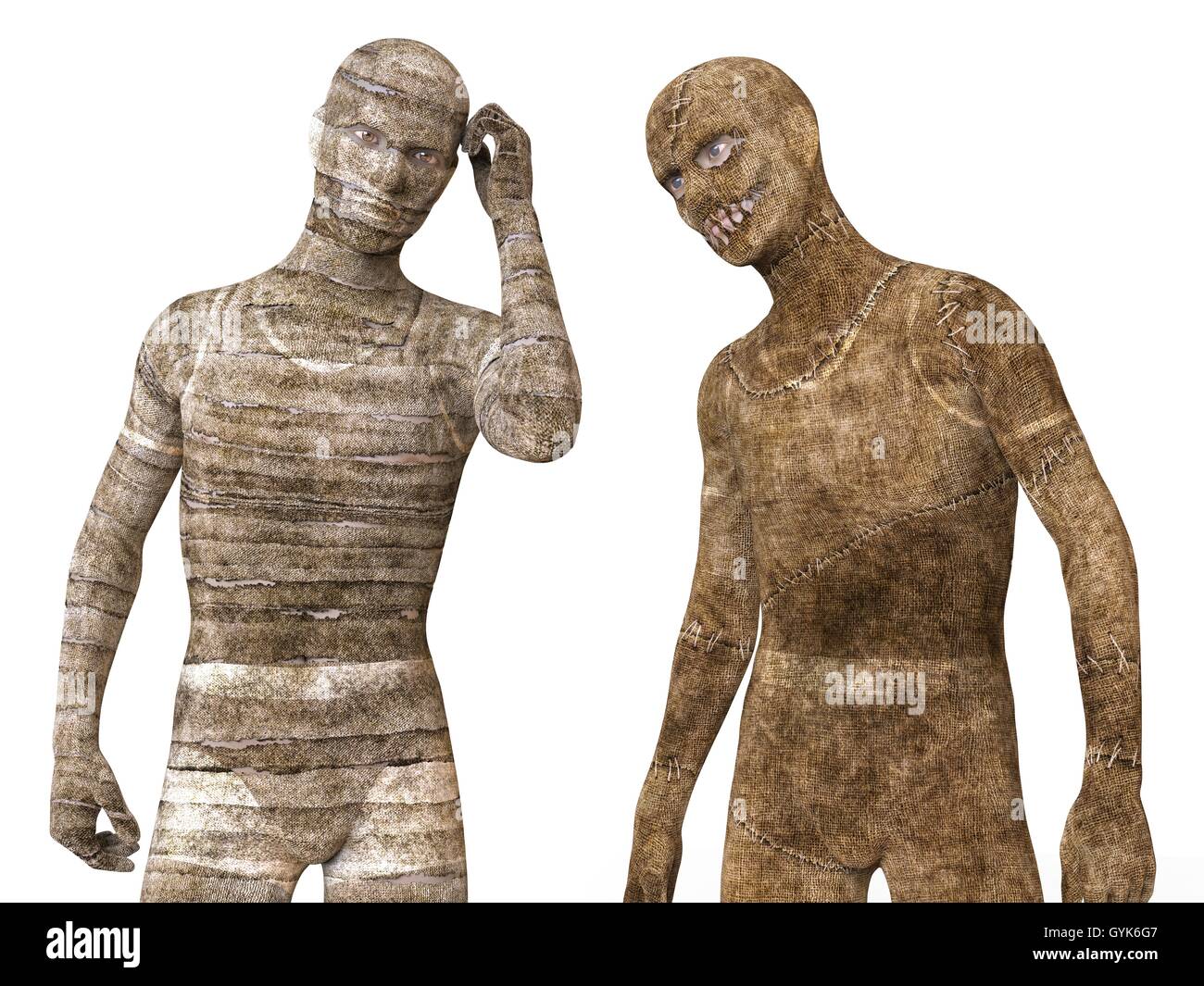 Mummies 3D Illustration Stock Photo - Alamy