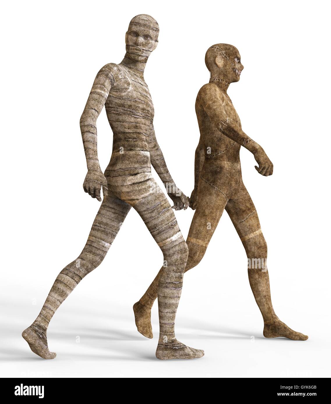 Mummies 3D Illustration Stock Photo - Alamy