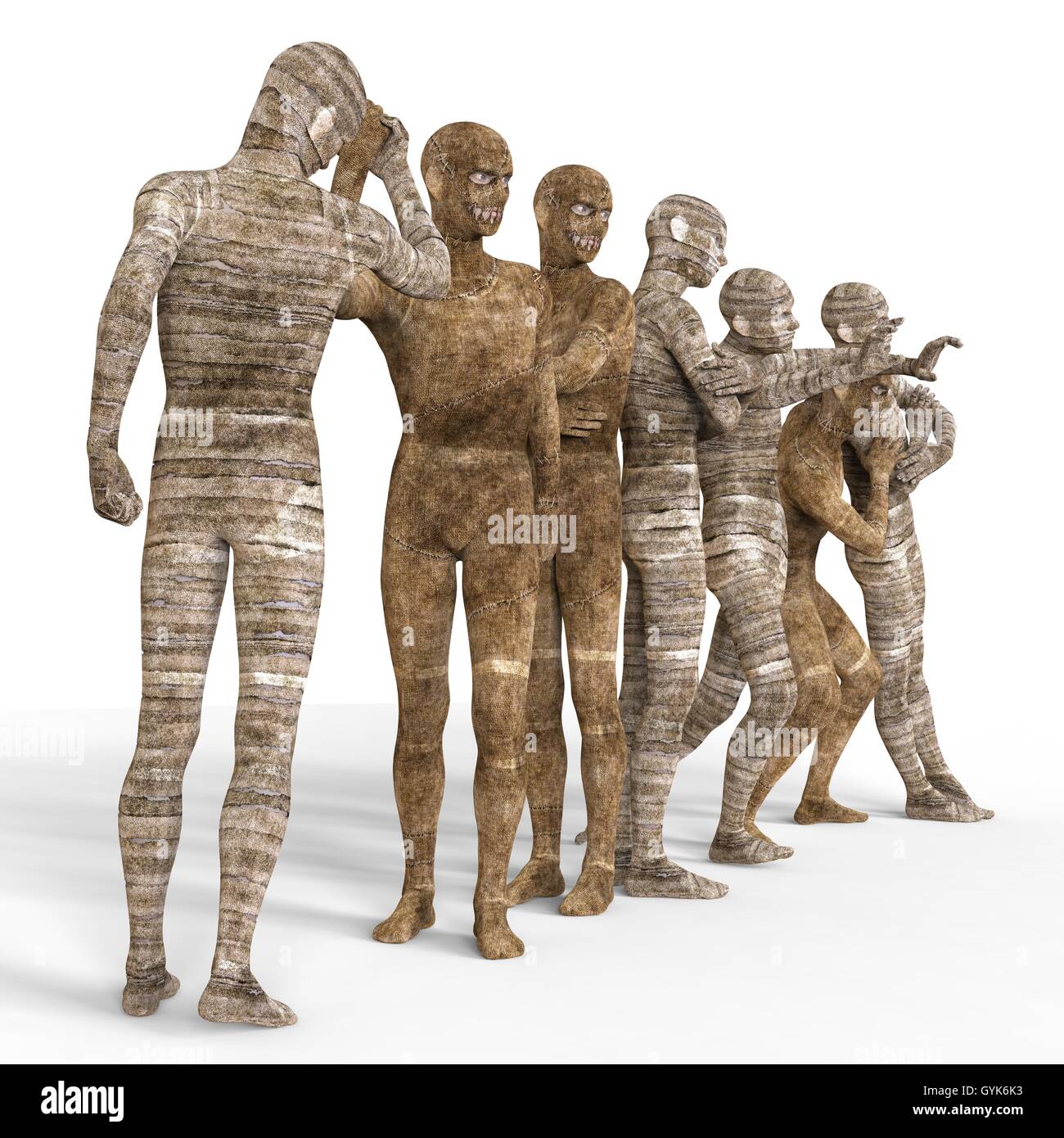 Mummies 3D Illustration Stock Photo - Alamy