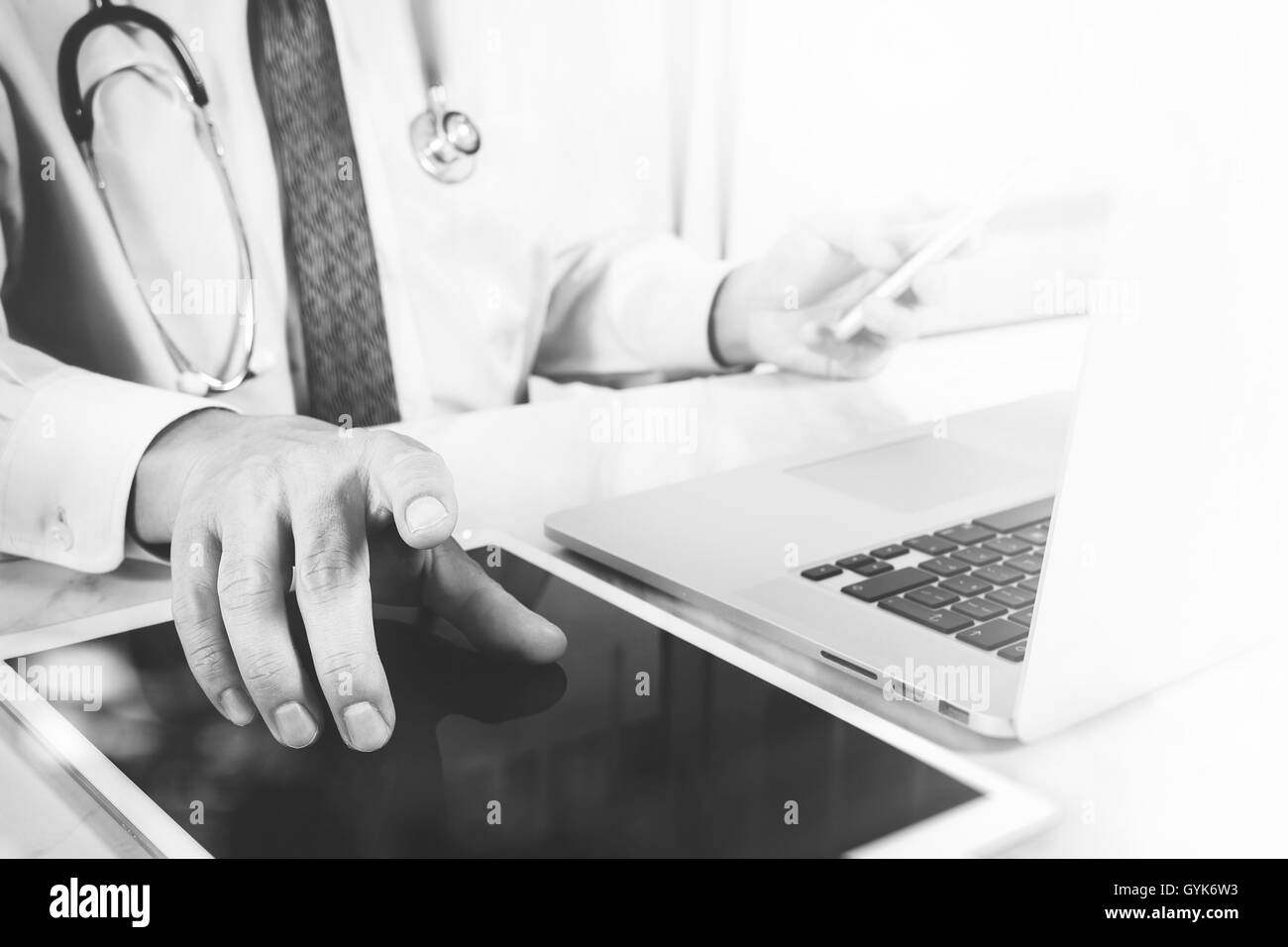 Medical technology concept. Doctor hand working with modern digital ...