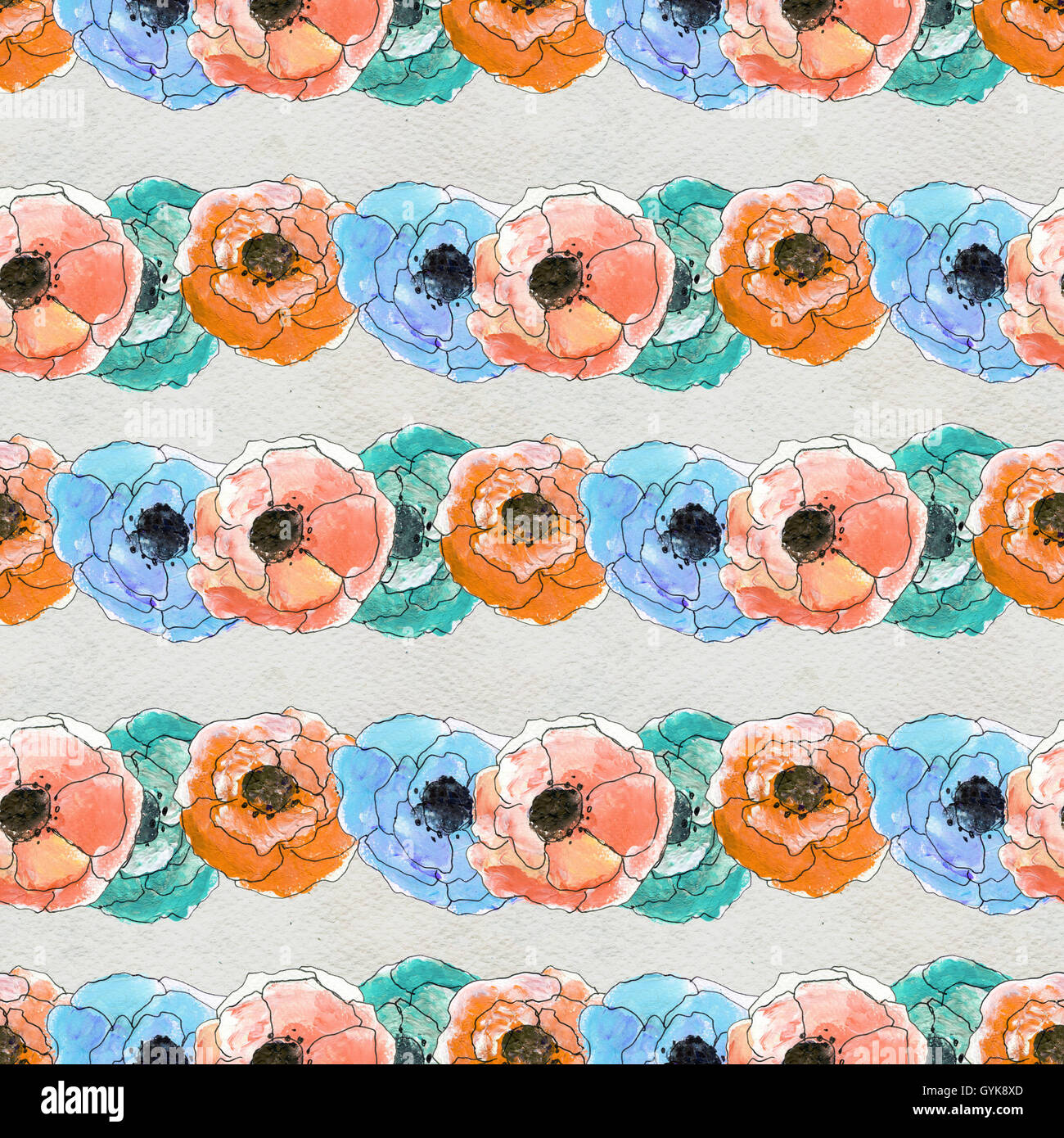 Seamless pattern with colorful flowers Stock Photo - Alamy