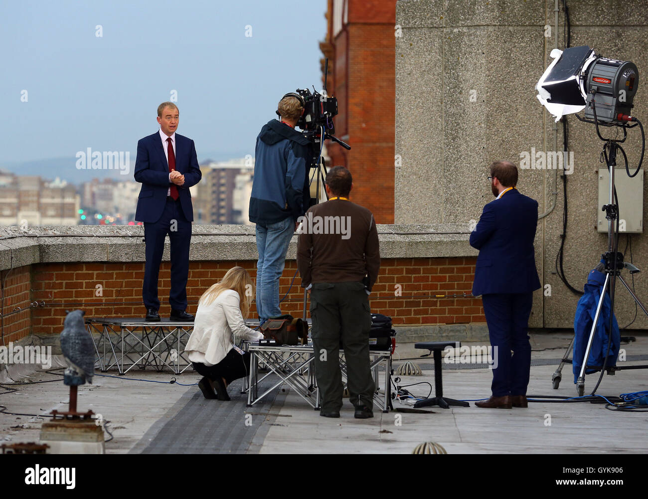 Liberal Democrat leader Tim Farron gives breakfast television ...