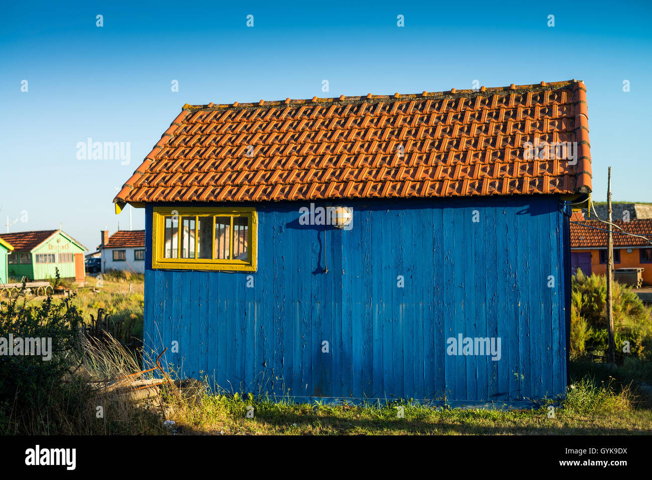 Colourful cabins of oyster farms at la Baudissière near Dolus / Saint ...