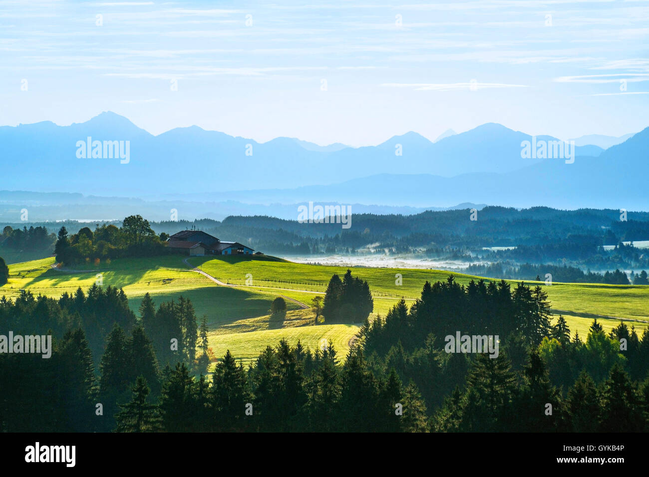 landscape in direction of Schoenegg and Karwendel mountain range, seen ...