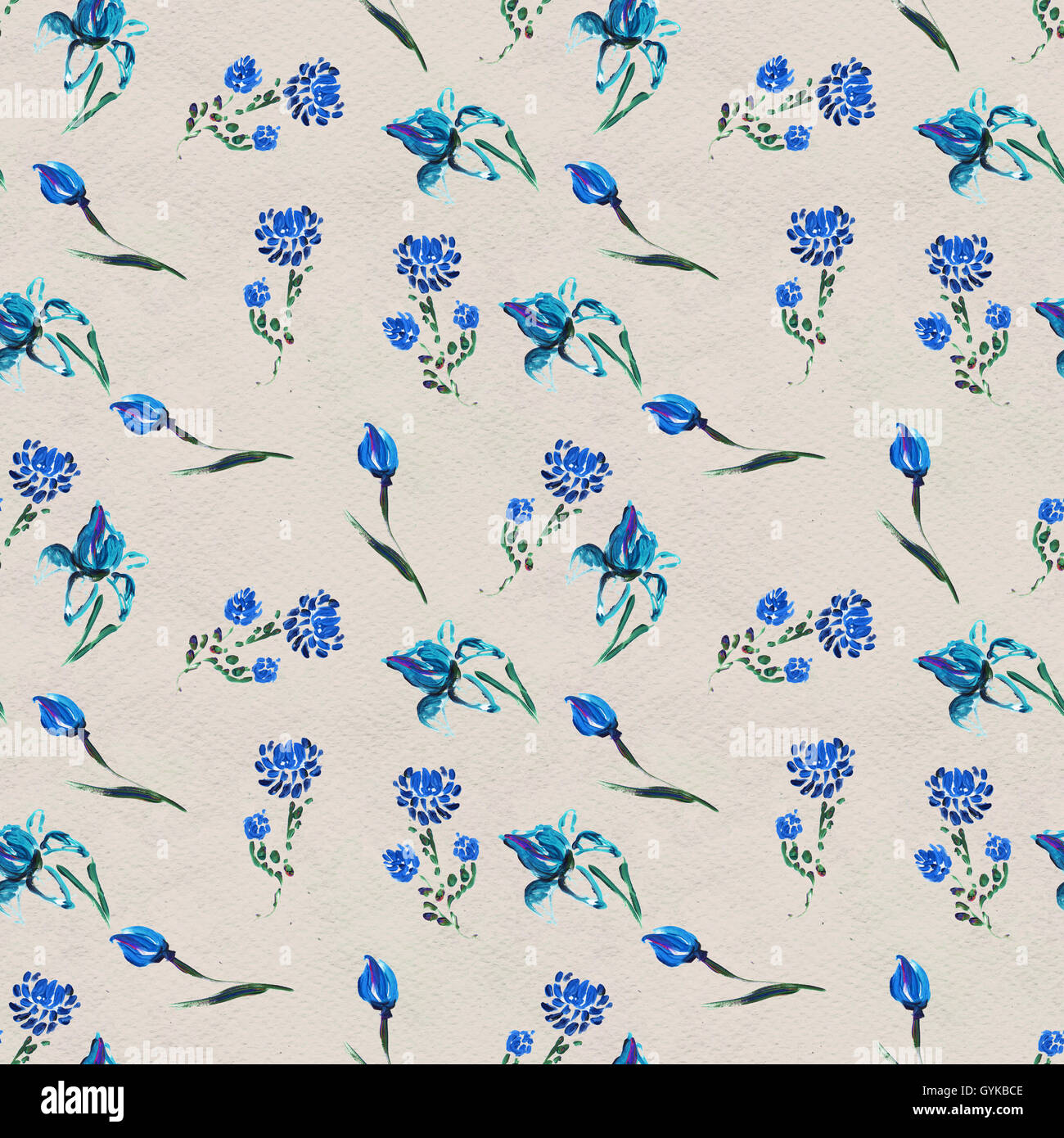 Seamless pattern with blue flowers Stock Photo - Alamy