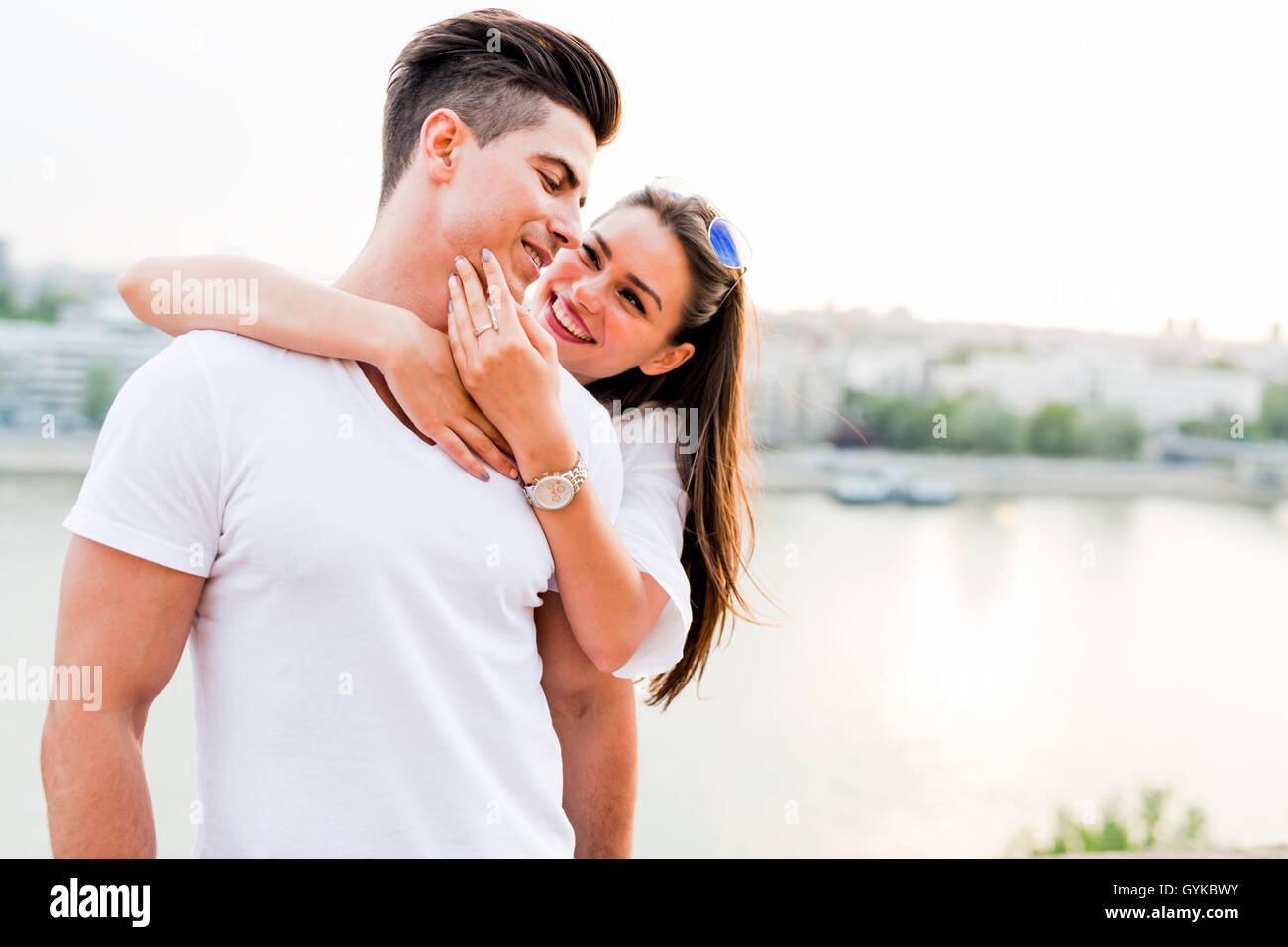 Young and beautiful couple in love bonding with each other Stock Photo ...