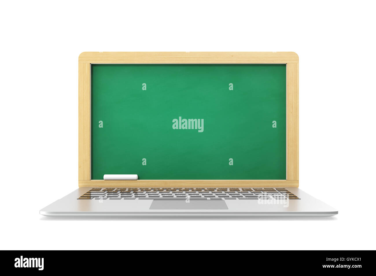 E-learning concept, laptop isolated on white. 3d illustration Stock ...