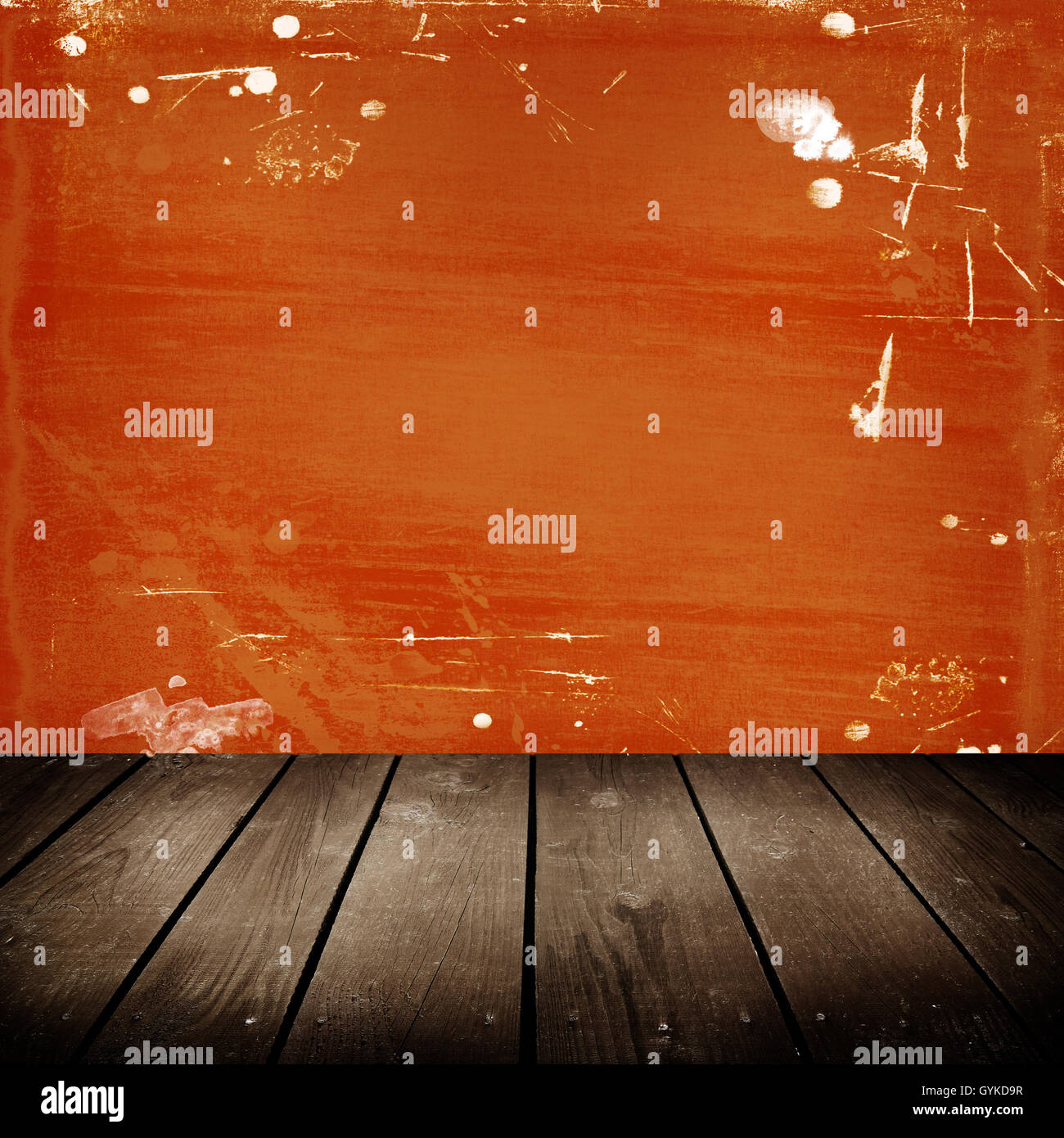 old room with orange scratch wall Stock Photo - Alamy