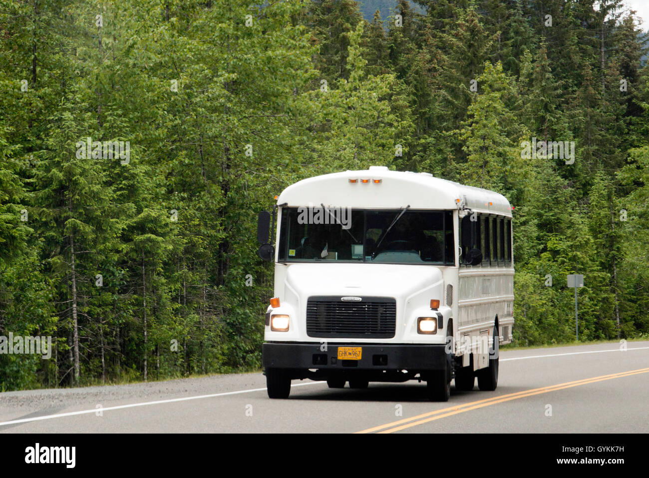 Shuttle bus to Mendenhall Glacier Juneau Alaska Stock Photo - Alamy