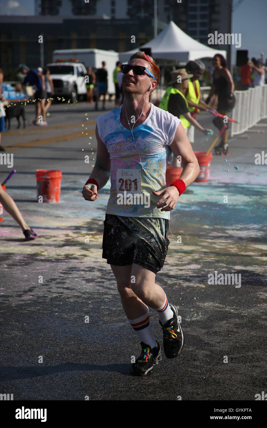 A Rainbow Run runner in Austin, Texas Stock Photo - Alamy
