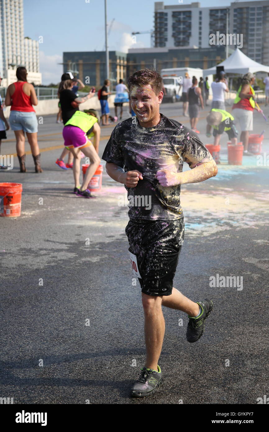 A Rainbow Run runner in Austin, Texas Stock Photo - Alamy