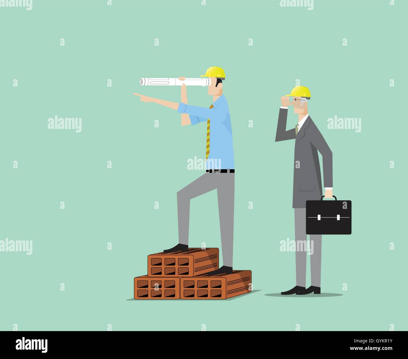 Architect men construction project Stock Vector Images - Alamy