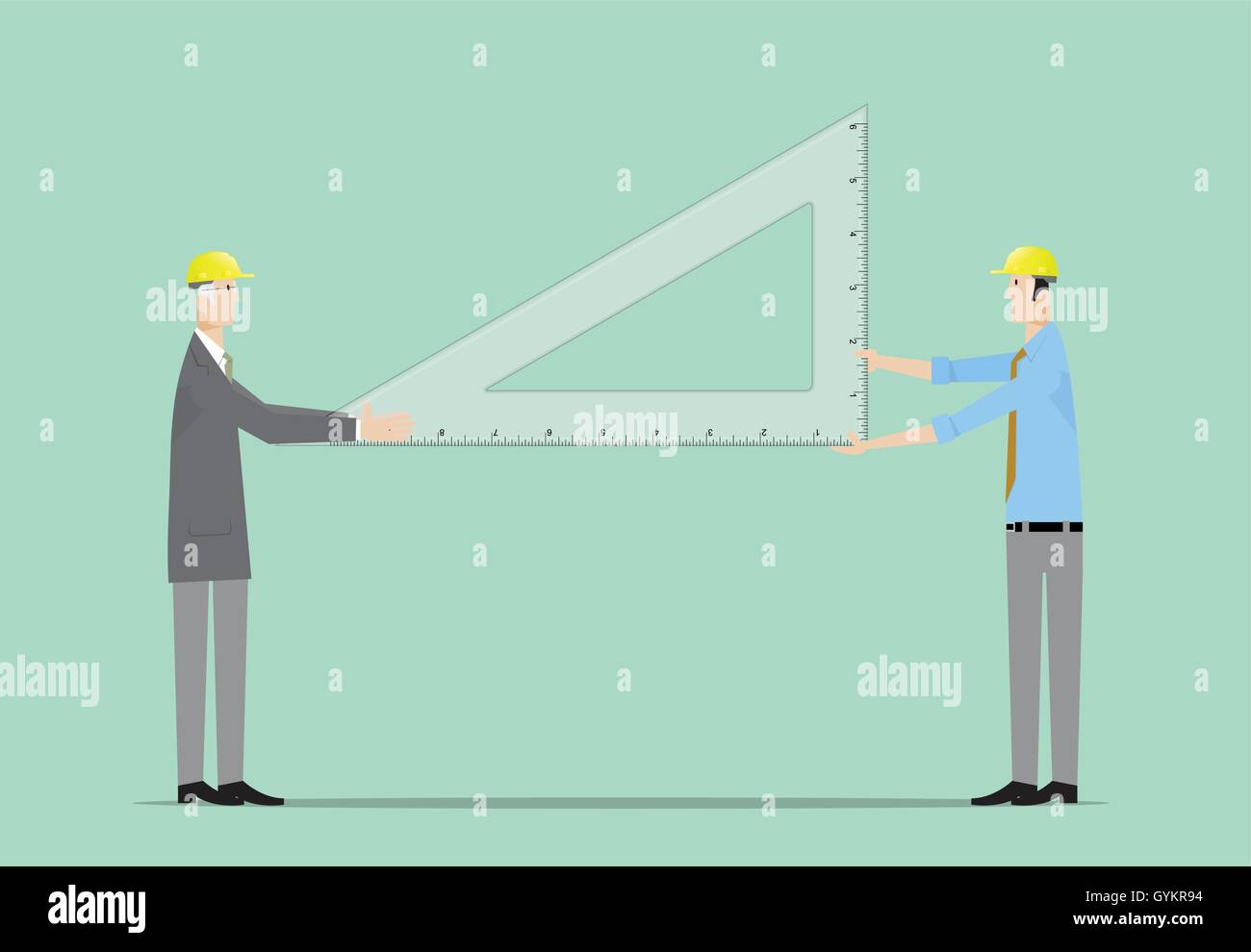Architects with big triangular ruler Stock Vector Image & Art - Alamy