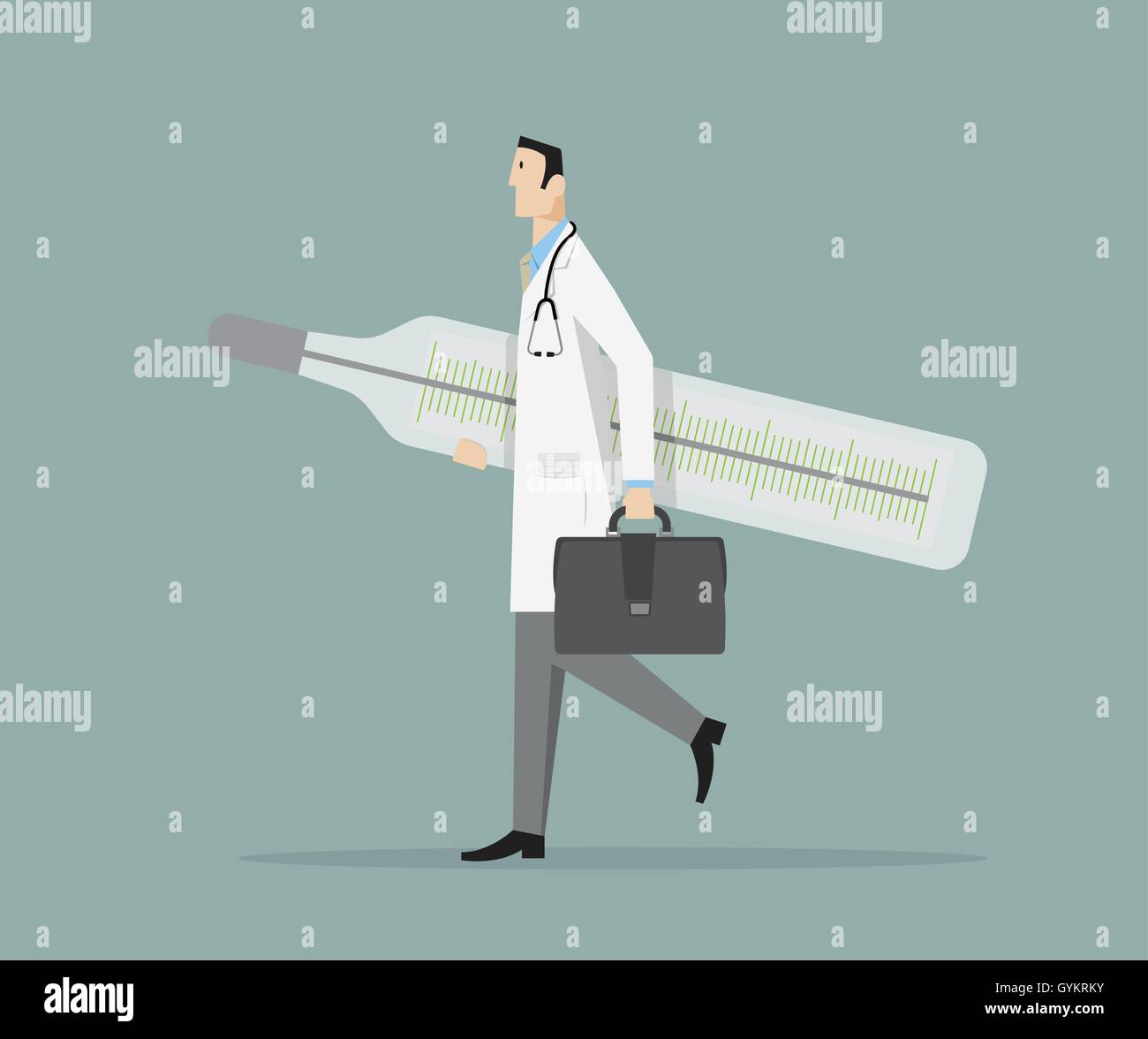 Doctor with thermometer. Vector Illustration Stock Vector Image & Art ...