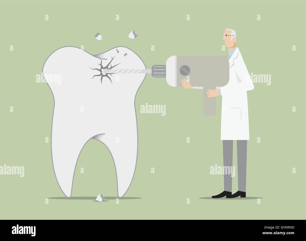Dentist with big drill and tooth Stock Vector Image & Art - Alamy