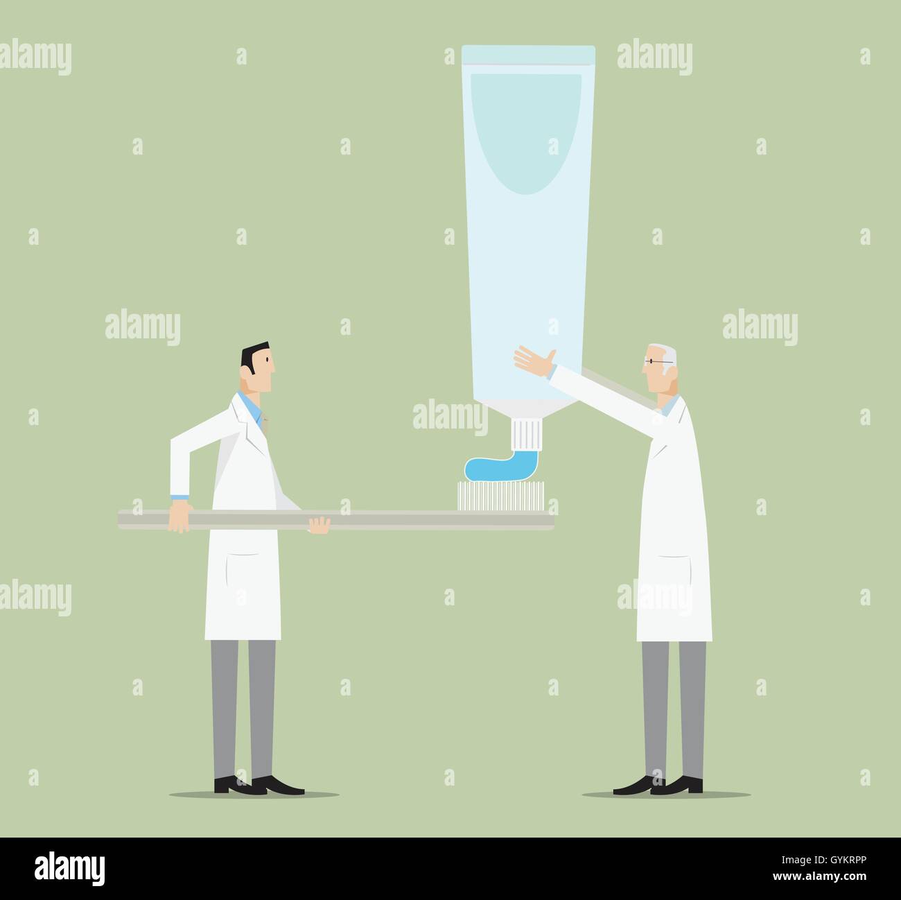 Doctor puts toothpaste on toothbrush Stock Vector Image & Art - Alamy