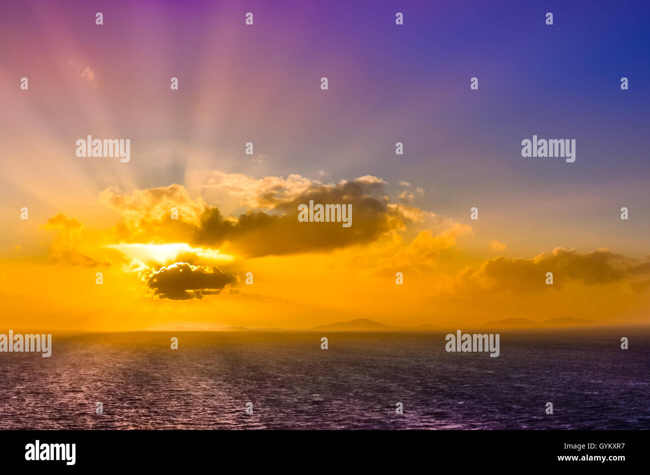 Ocean landscape sunset with clouds and colorful sky Stock Photo - Alamy