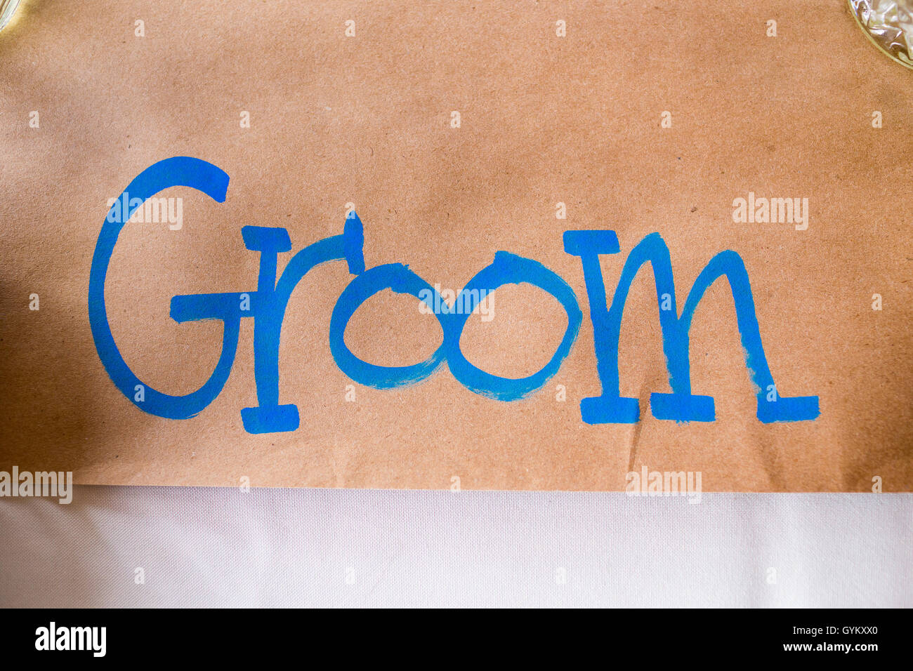 Groom Hand Written Sign Stock Photo - Alamy