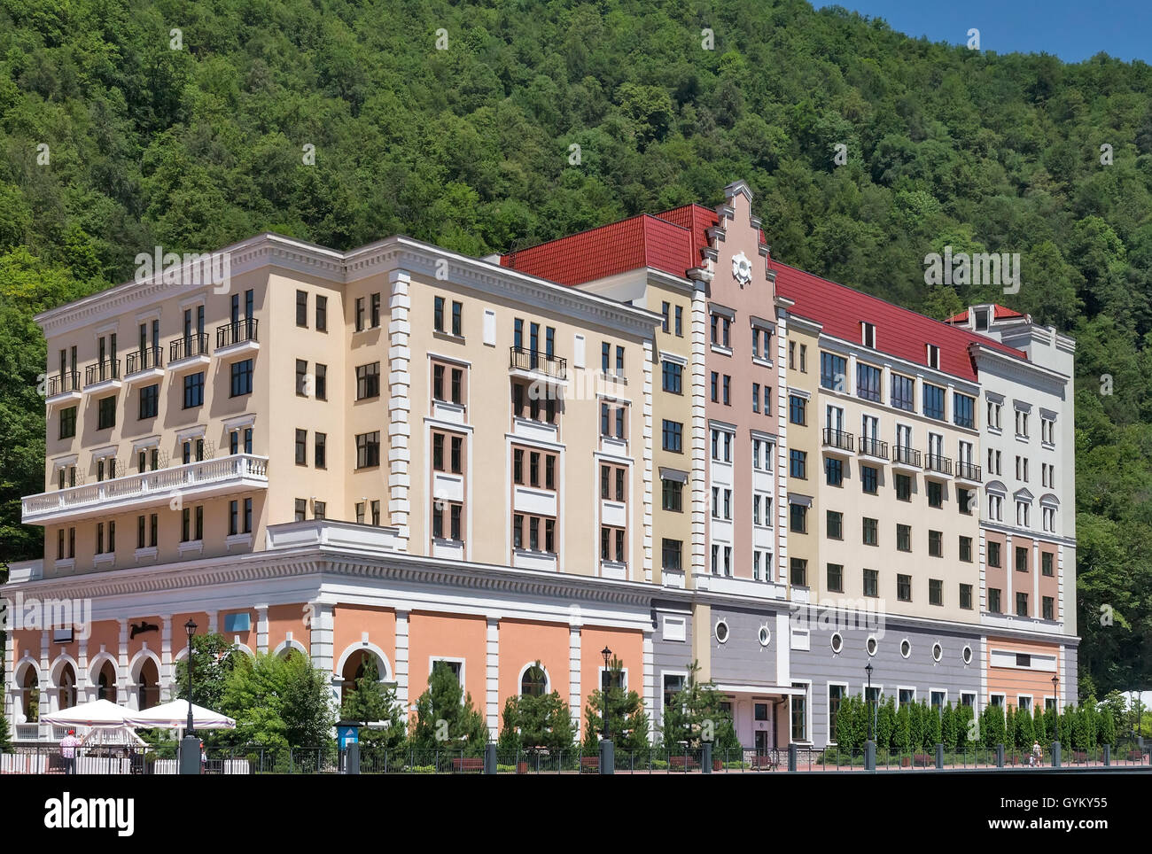 Mountain resort: beautiful multi-storey building, the comfortable hotel ...