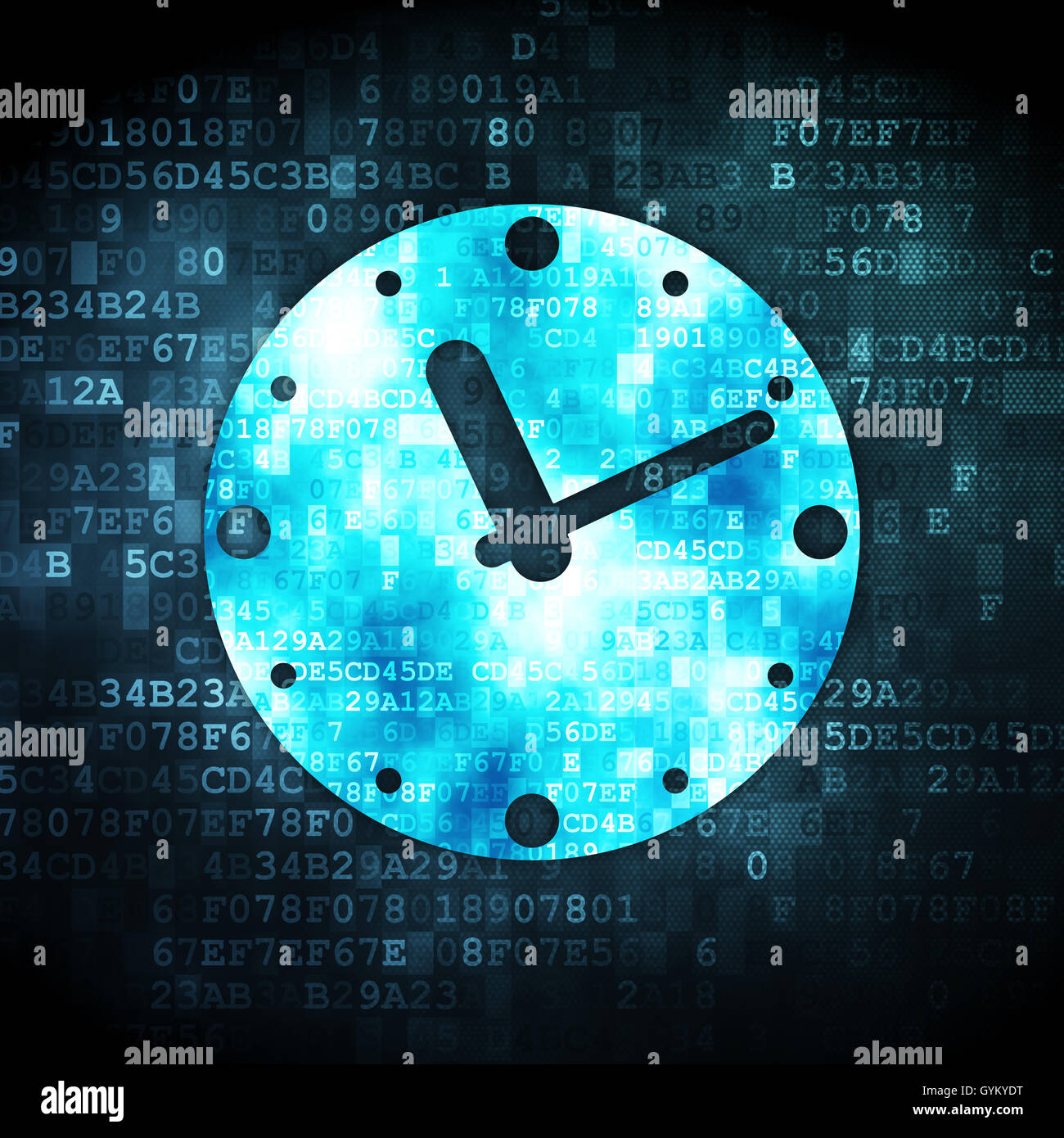 Time concept: Clock on digital background Stock Photo - Alamy