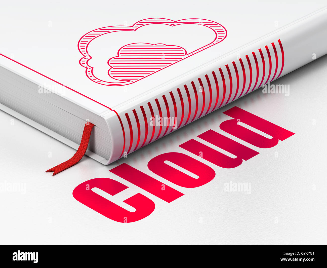 Cloud technology concept: book with Cloud, Cloud on white background ...