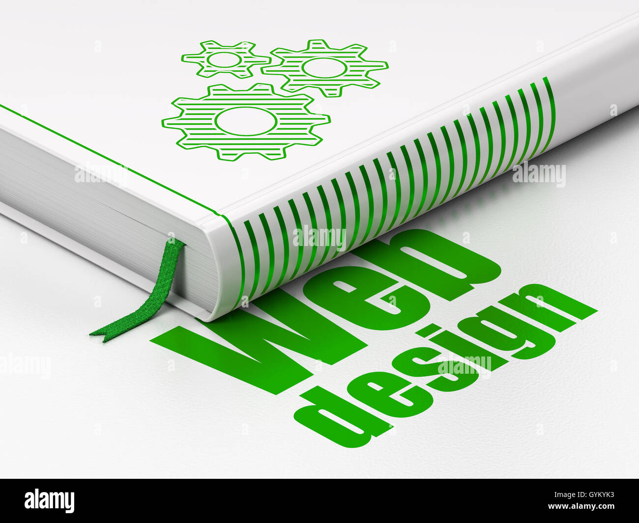 Web design concept: book Gears, Web Design on white background Stock ...