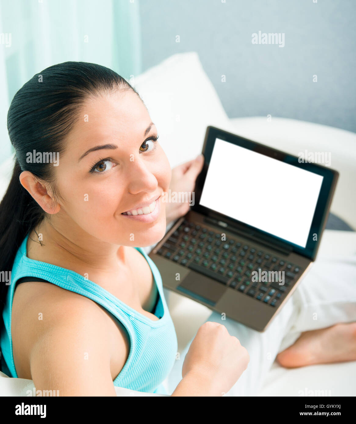 girl with laptop Stock Photo - Alamy