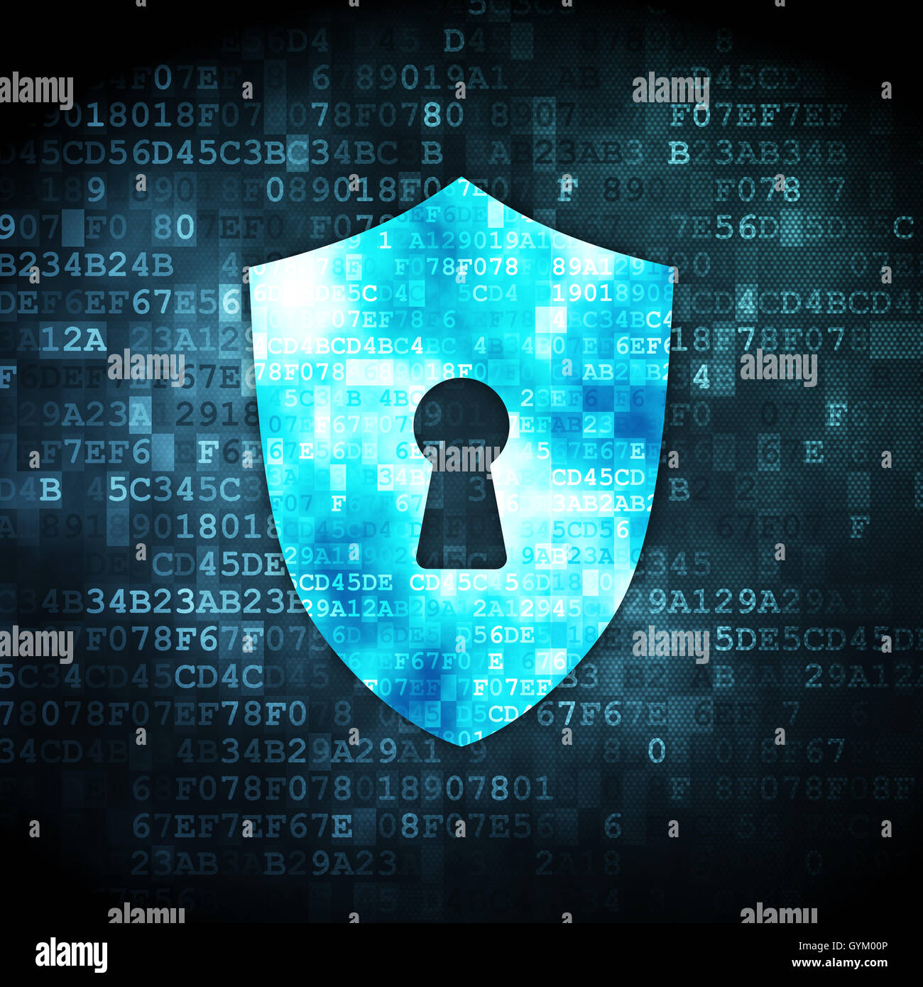 Security concept: Shield With Keyhole on digital background Stock Photo ...