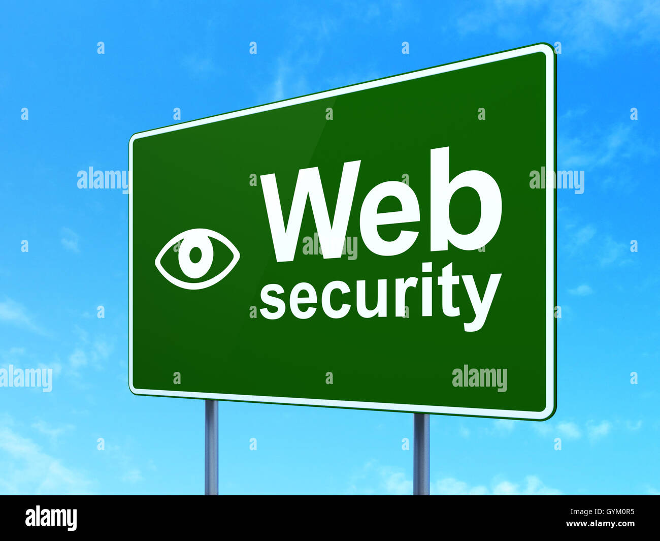 Privacy concept: Web Security and Eye on road sign background Stock ...