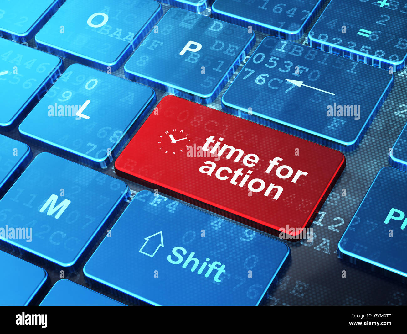 Time concept: Clock and Time for Action on computer keyboard background ...