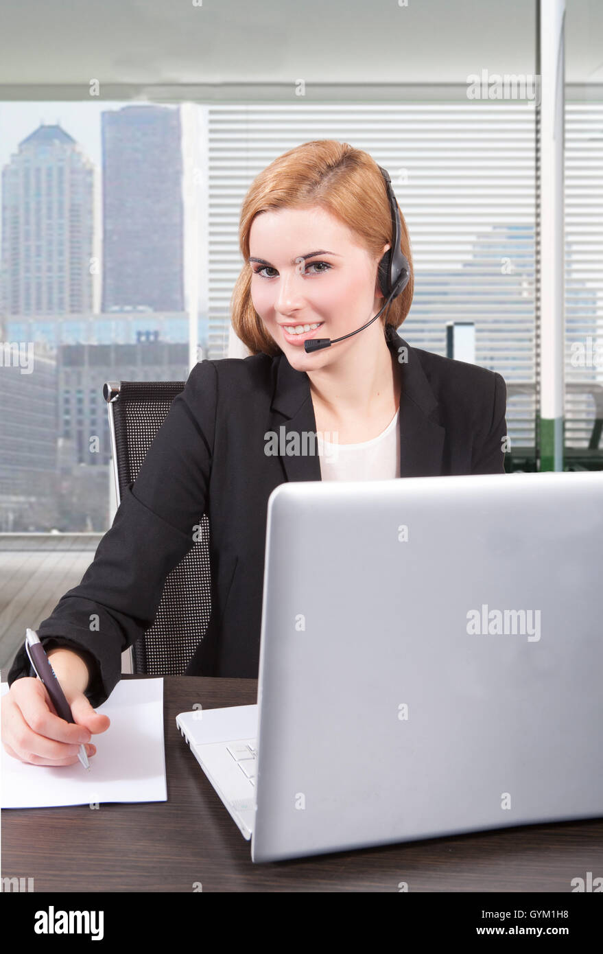 Businesswoman customer service Stock Photo - Alamy
