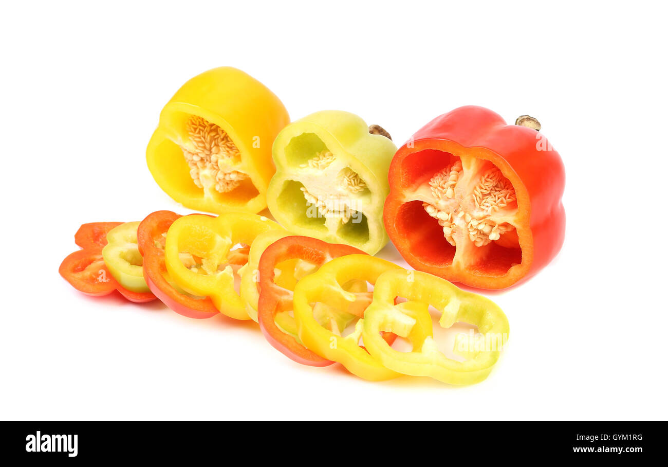 Three half of bell pepper and slices Stock Photo - Alamy