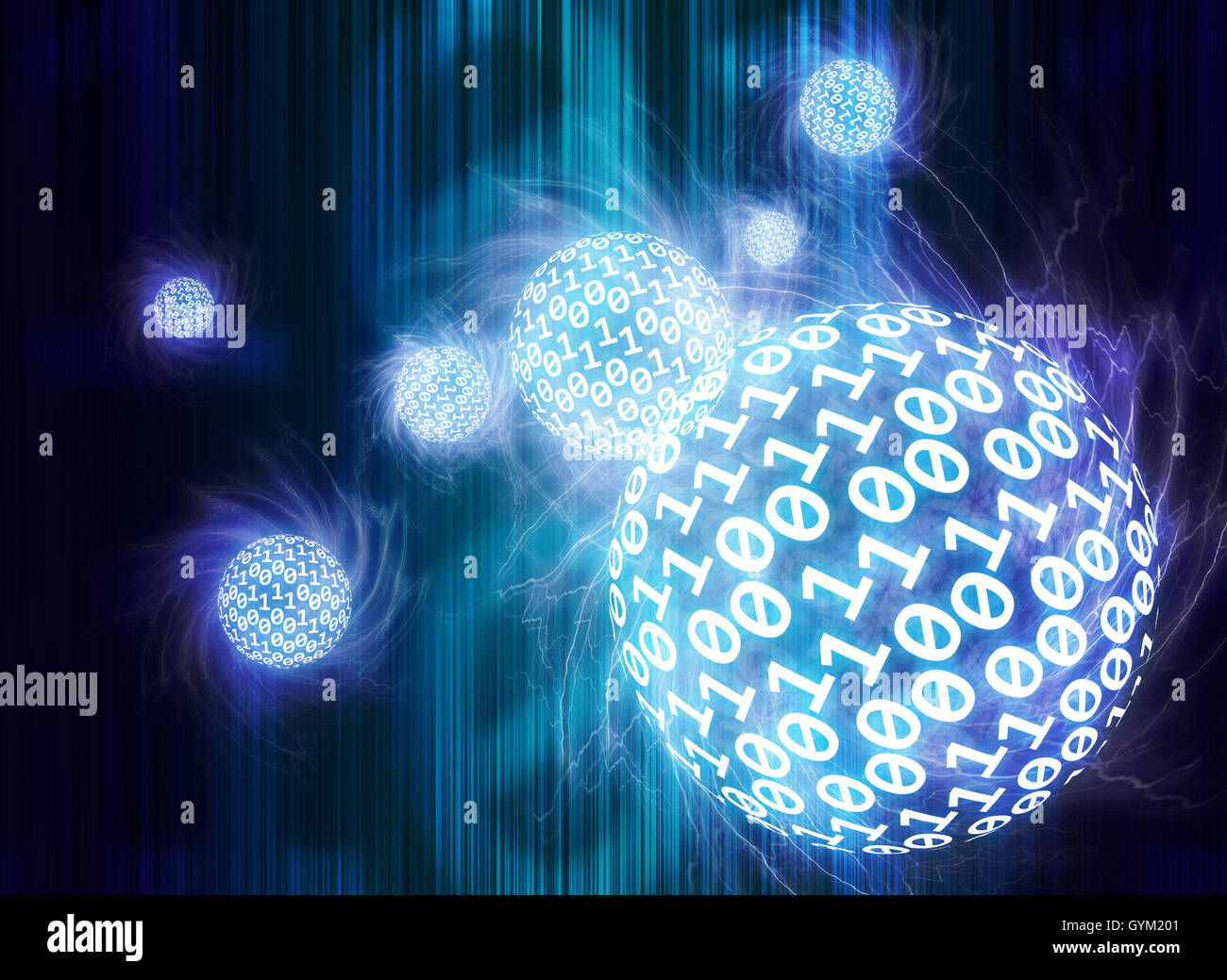 Glowing digital code on a dark background Stock Photo - Alamy
