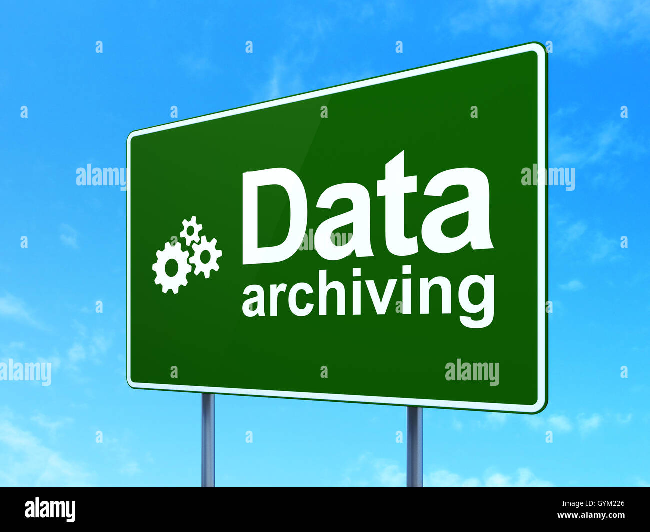 Data concept: Data Archiving and Gears on road sign background Stock ...