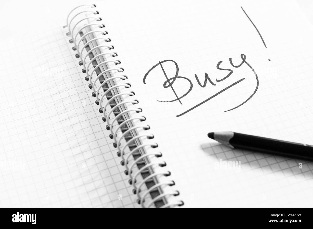 Spiral notebook pencil on Black and White Stock Photos & Images - Alamy