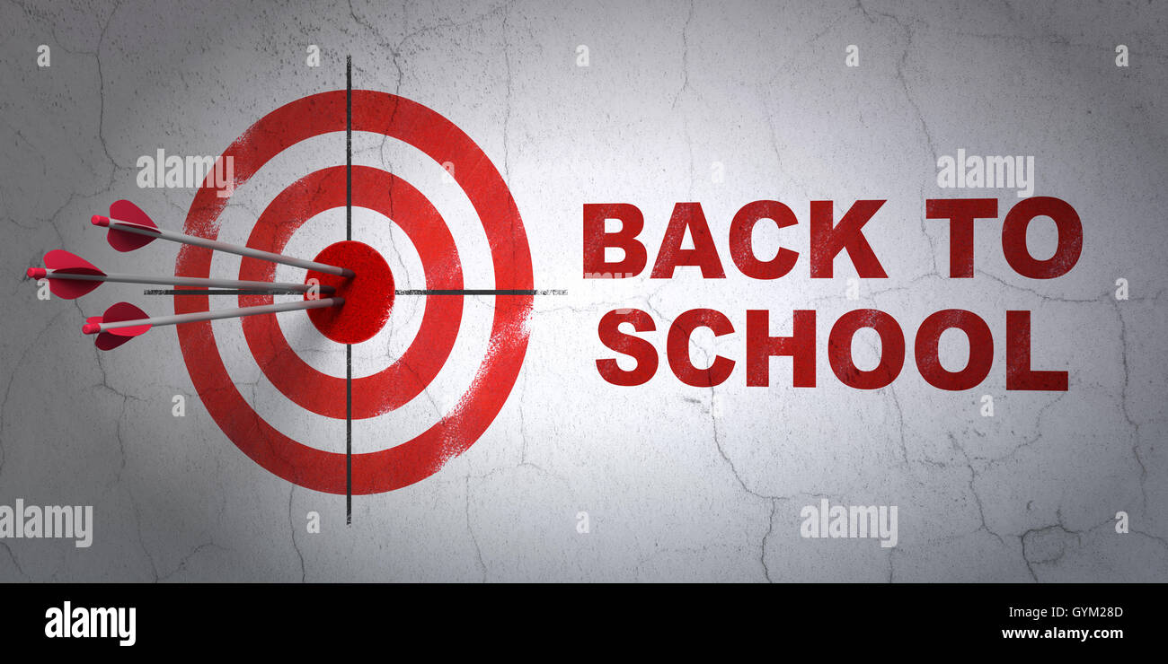 Education concept: target and Back to School on wall background Stock ...