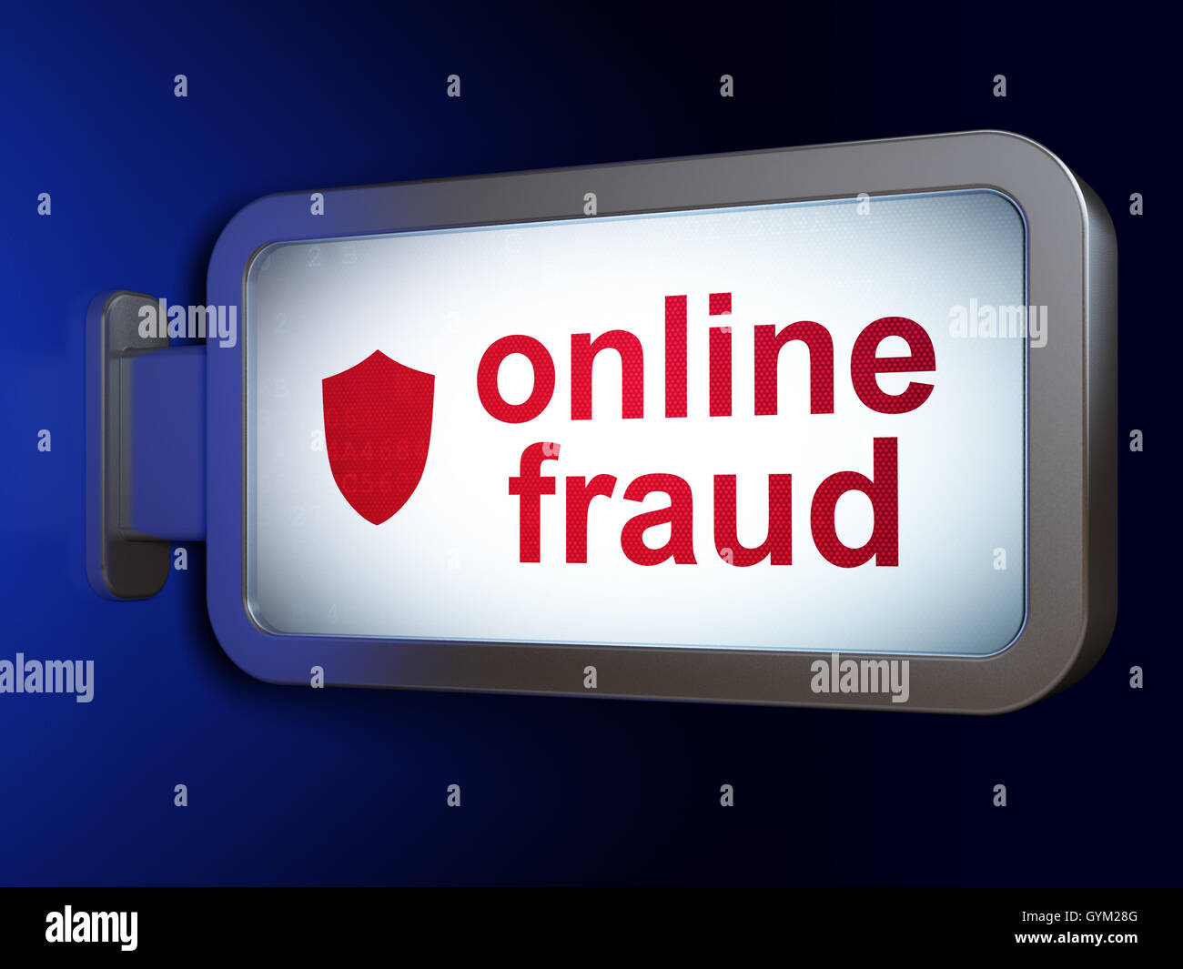 Protection concept: Online Fraud and Shield on billboard background ...