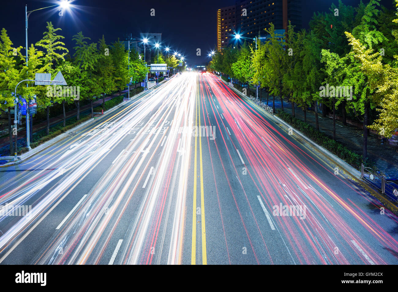Highway at night Stock Photo - Alamy