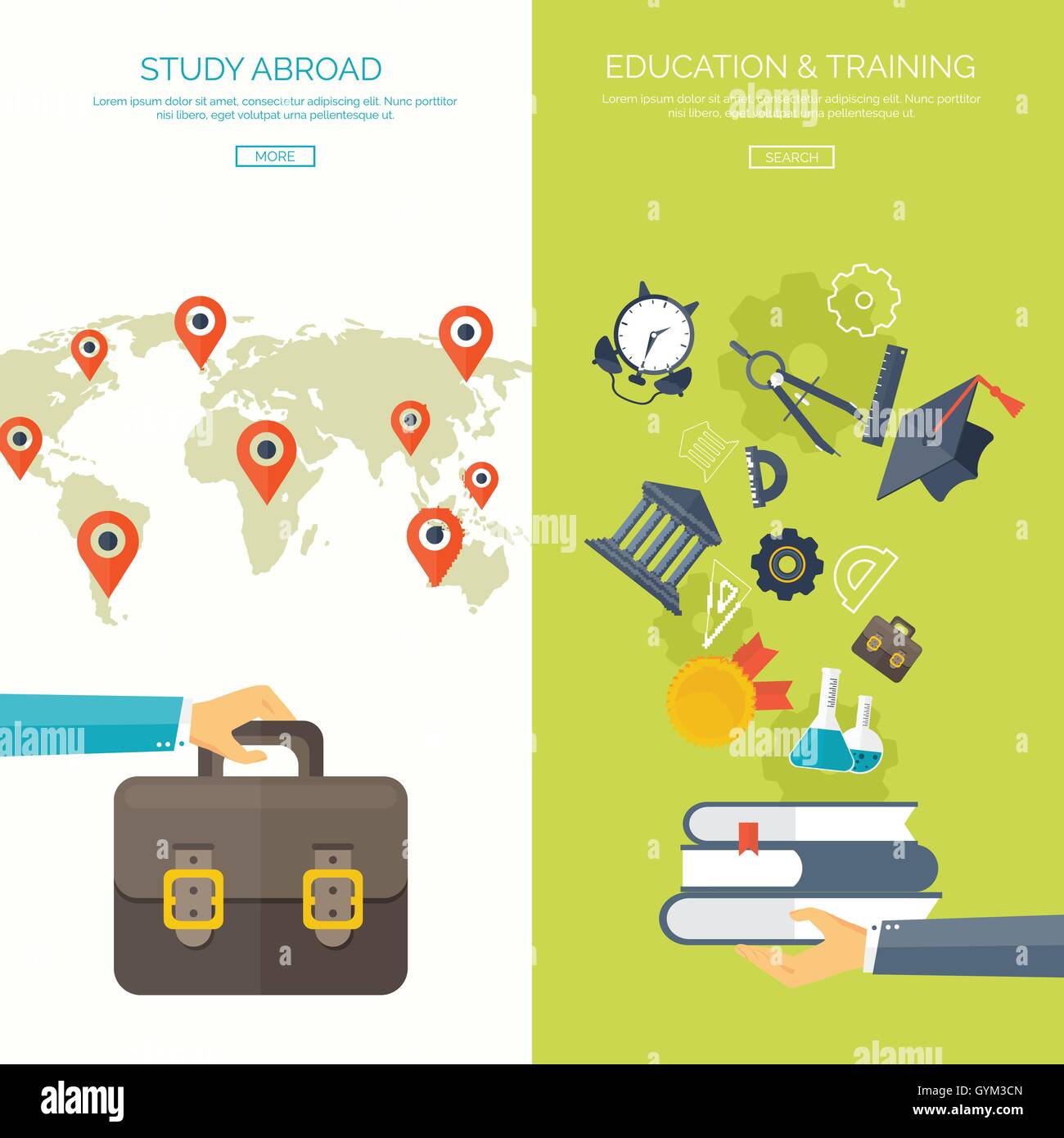 Vector illustration. Flat header.Distance education, learning. Online ...