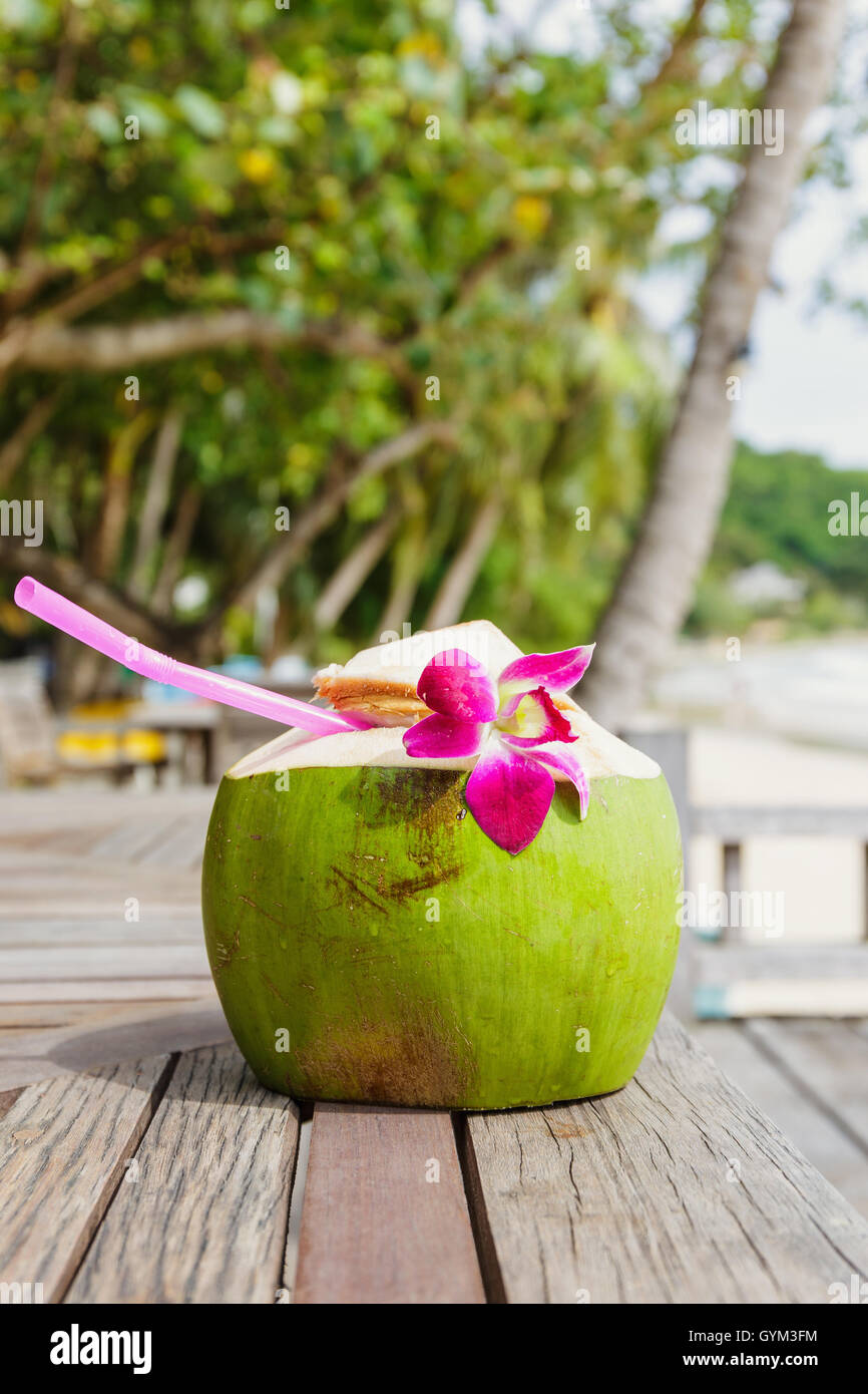 Coconut drink in the resort Stock Photo - Alamy