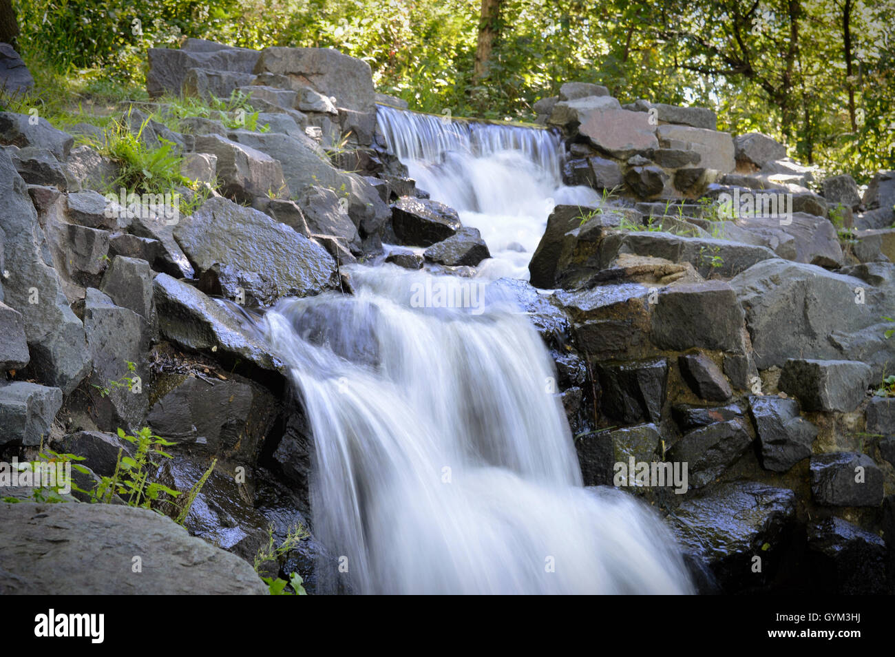 Waterfall in the Park Stock Photo - Alamy